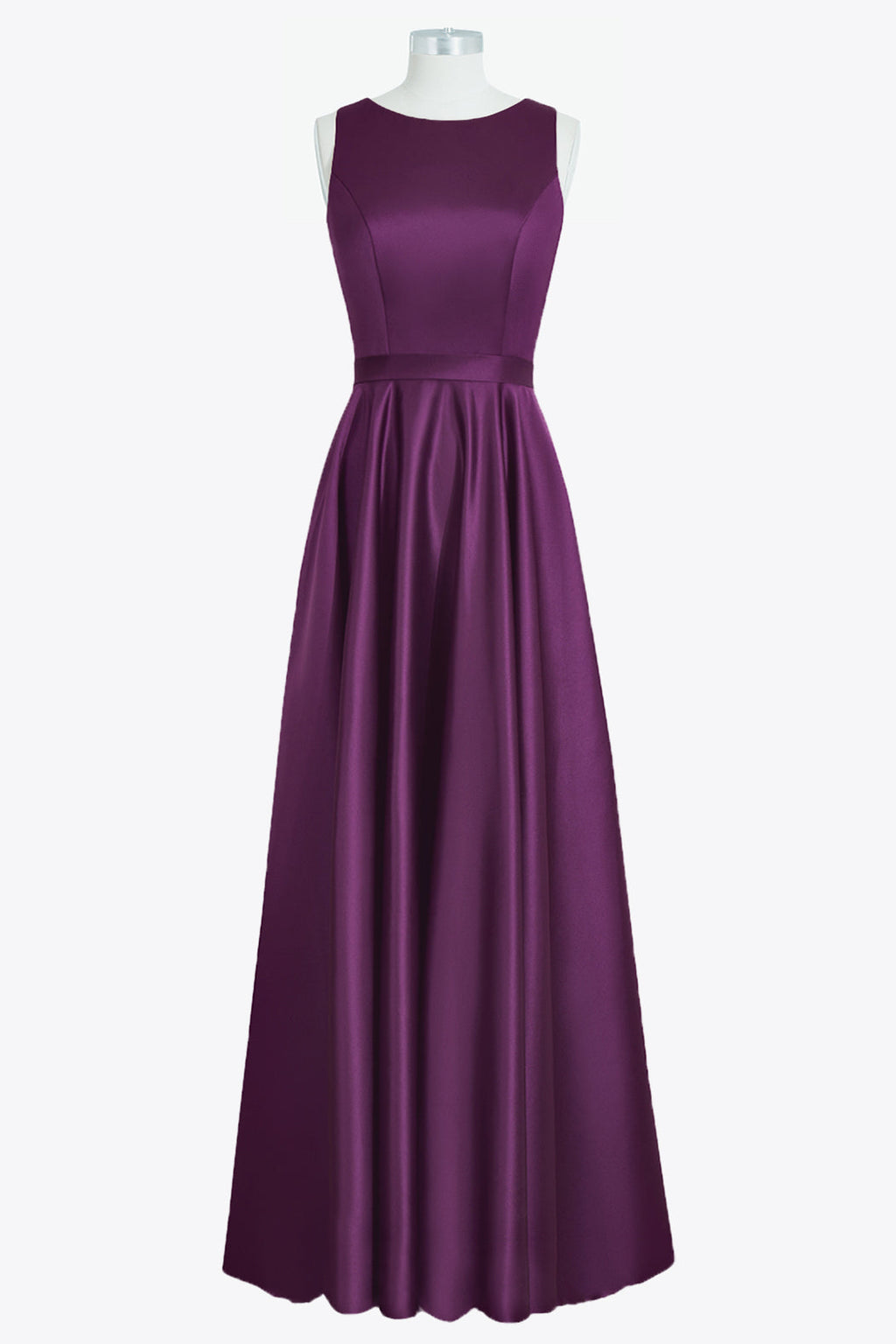 Satin Boat Neck Sleeveless Bridesmaid Dress| Plus Size | 60+ Colors ...